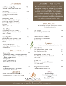 Restaurant Menu - Grand River Cellars Winery & Restaurant