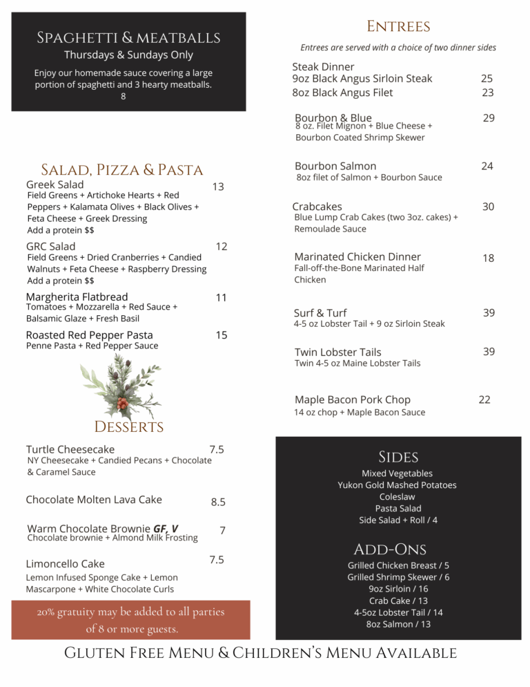 Restaurant Menu - Grand River Cellars Winery & Restaurant